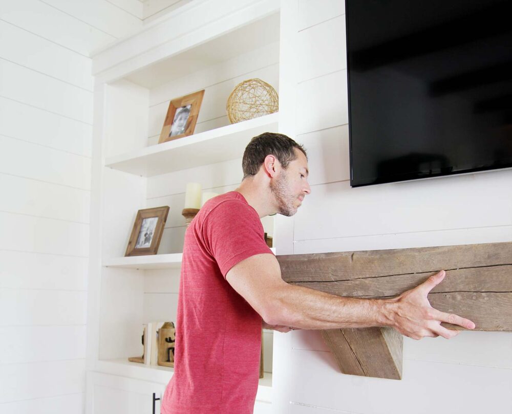 How to Install a Reclaimed Wood Mantel - Plank and Pillow